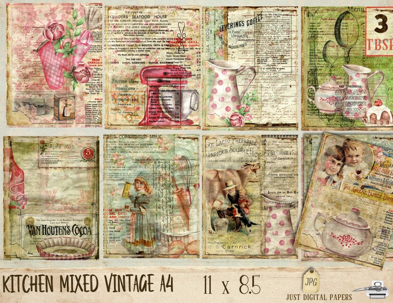 Kitchen Papers Journal Ephemera Vintage Scrapbook Papers - Etsy