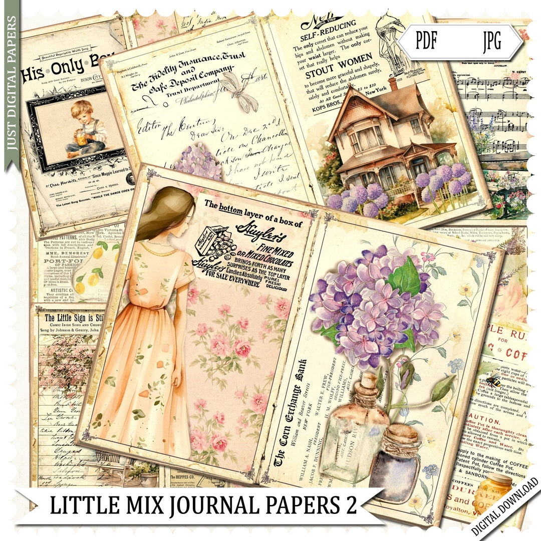Journal Paper Mix, Pretty Journal Papers, Feminine, Ephemera, Sweet ...
