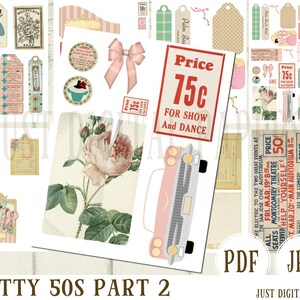 50s Papers, Retro Papers, Ephemera, Instant Download, Part 2, Pretty 50 ...
