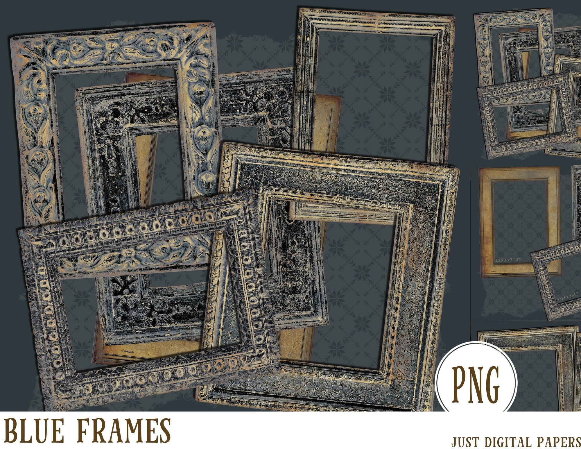 Blue Frames, Digital Frames, Beach Frames, Scrapbook Frames ...