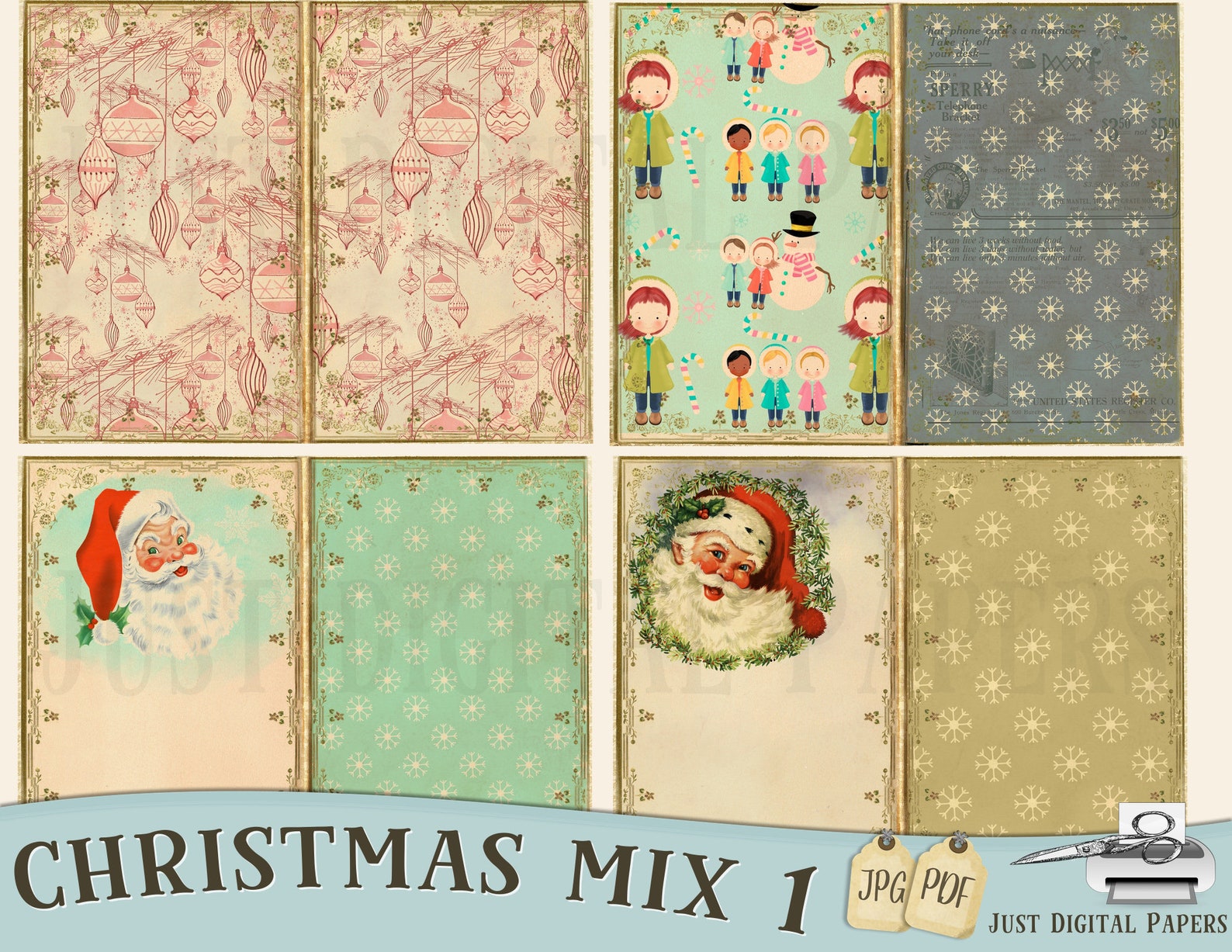 Christmas Papers Journal Papers Mixed Christmas Mix 1 - Etsy Australia