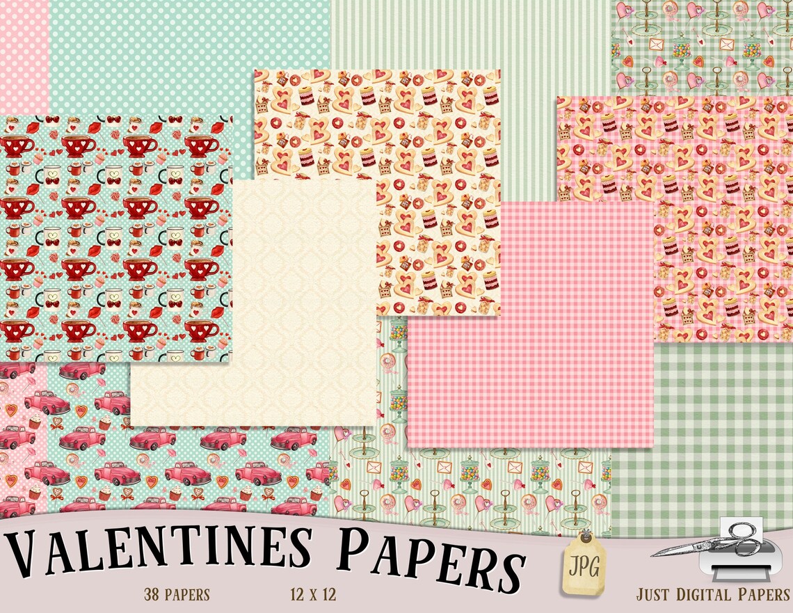 Valentines Papers Red Papers Love Papers Romance Papers - Etsy