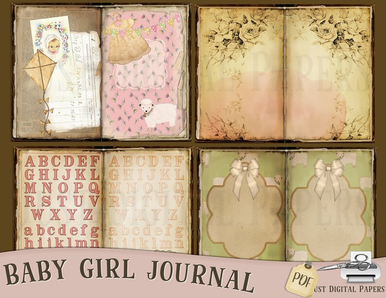 Baby Girl Journal Baby Kit Printable ScrapbookEphemera | Etsy