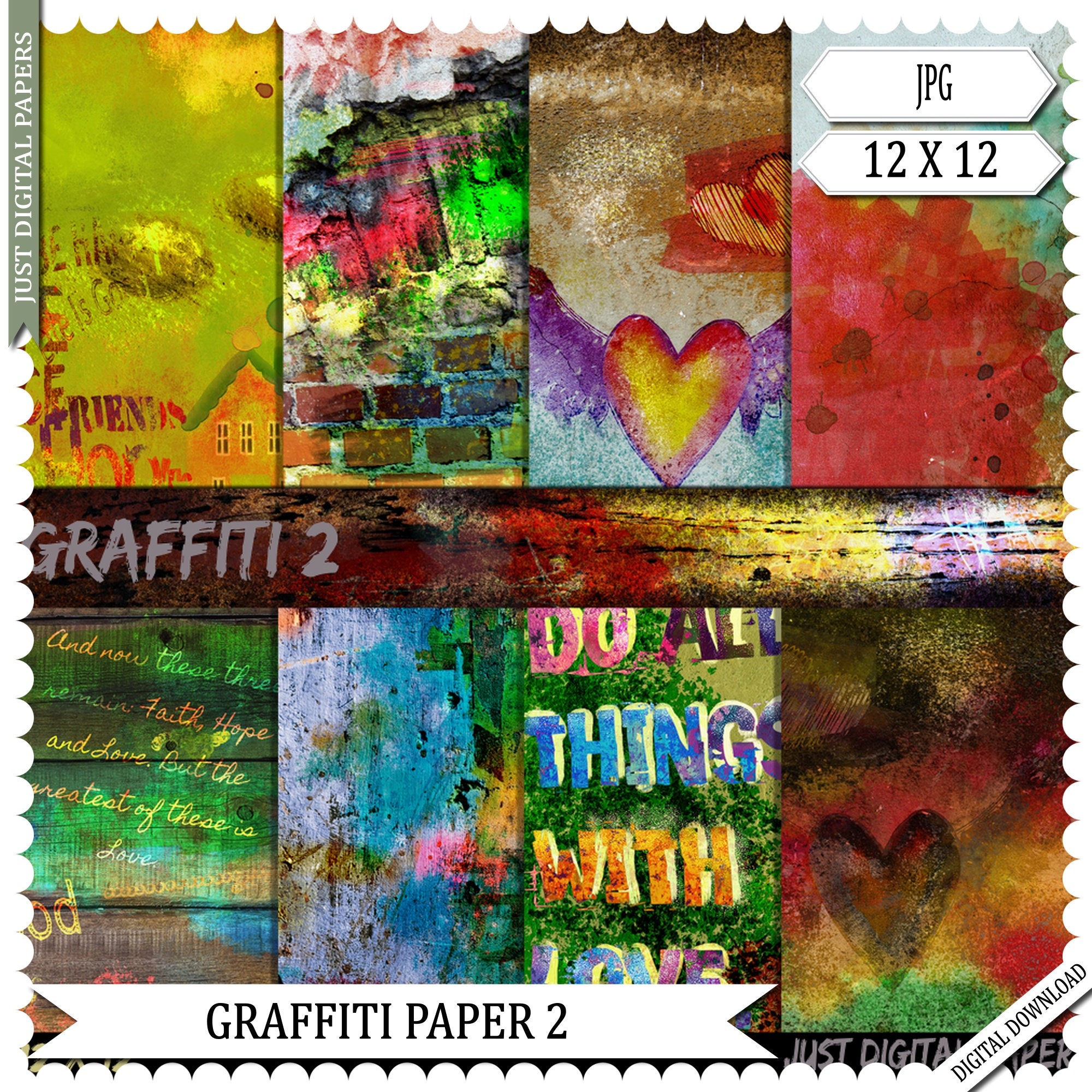Graffiti Paper 2, Grunge Papers, Brick Wall Papers, Hand Painted Papers ...