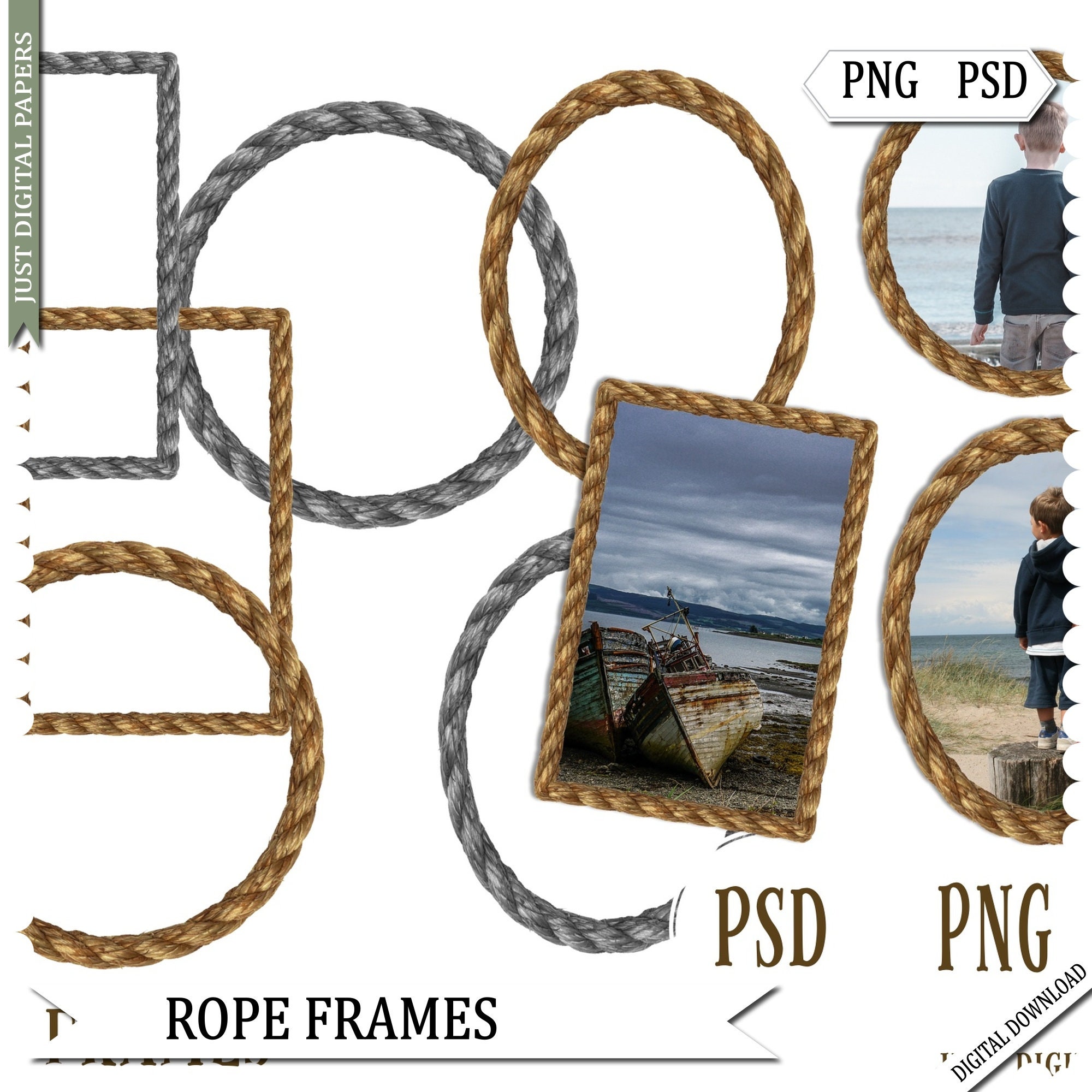 Rope Frame, Digital Frames, Nautical Frames, Scrapbook Frames, Frame ...