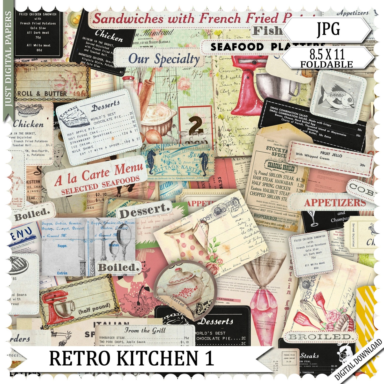 Retro Kitchen Journal: Printable Cooking Papers (digital Download) - Etsy