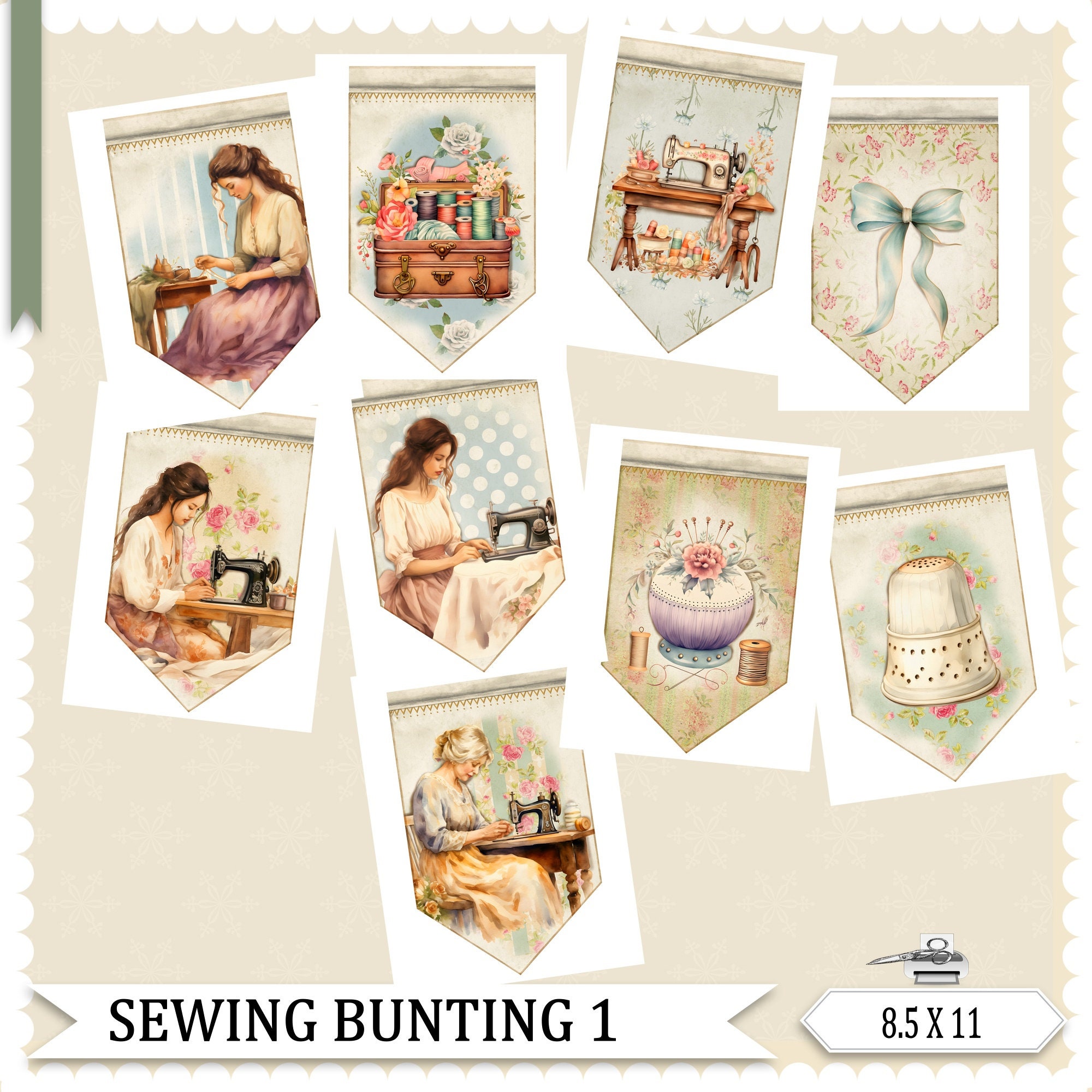 Sewing Bunting, Shop Bunting, Craft Bunting, Mending, Digital Bunting ...
