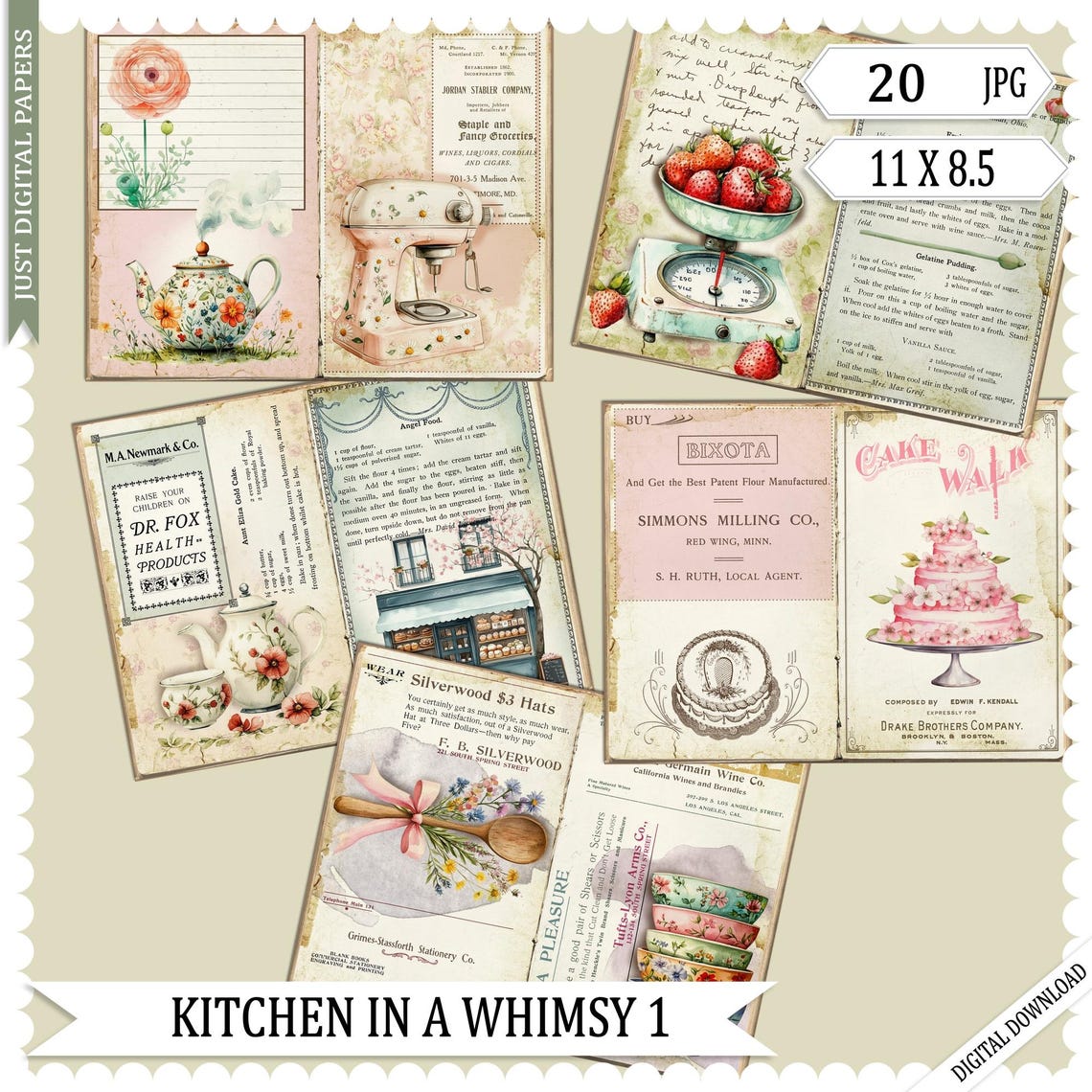 Vintage Kitchen Journal: Whimsical Recipe Printable (digital Download ...