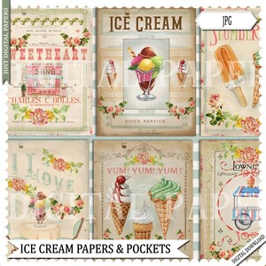Ice Cream Journal Paper: Printable Scrapbook Collage (digital Download ...