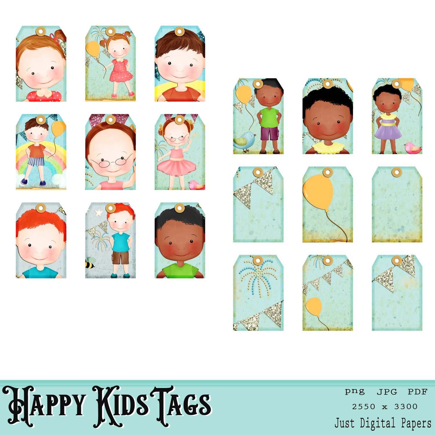 Kids Tags Tag Printable Scrapbook Digital Children DIY - Etsy Australia