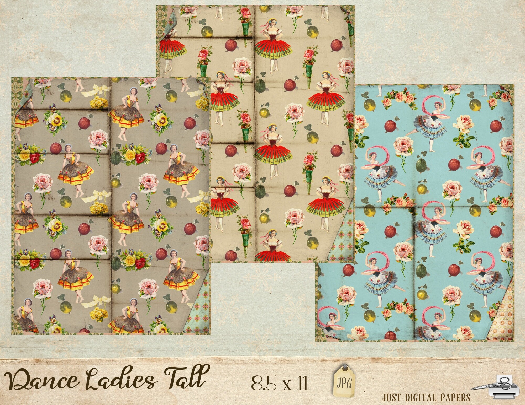 Retro Dance Papers Ladies Papers Journal Papers Flower - Etsy