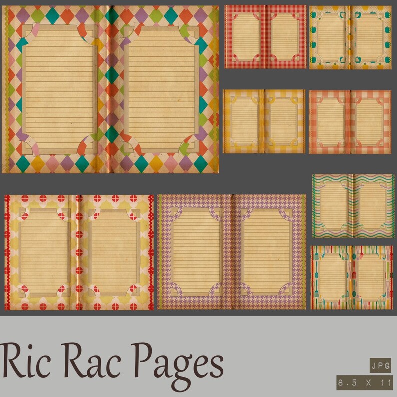 Ric Rac Journal Papers, Printable, Scrapbook, Digital, Printable ...