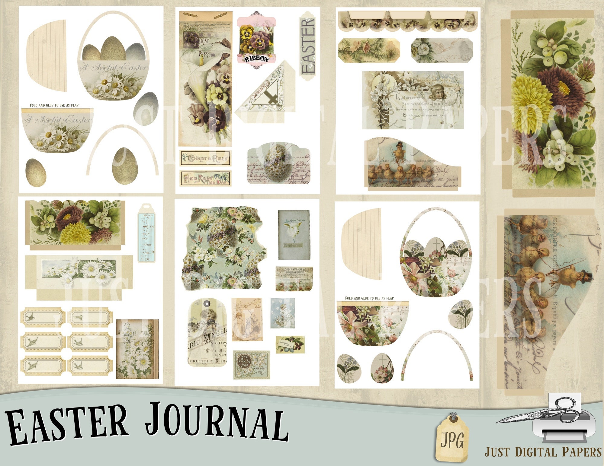 Easter Journal Kit Printable Journal Papers Ephemera - Etsy Australia