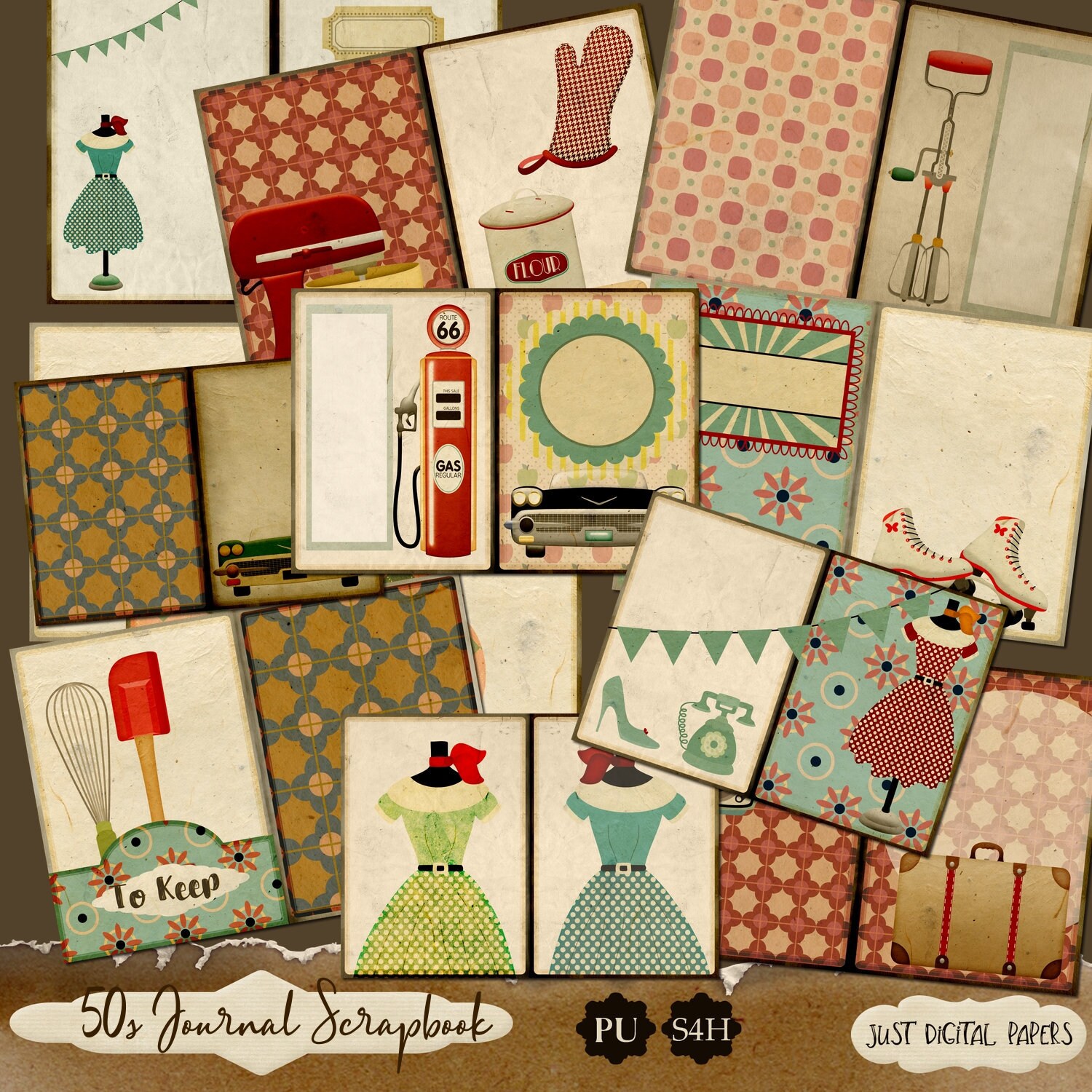 50s Journal 50s Printable ScrapbookDigital Printable | Etsy