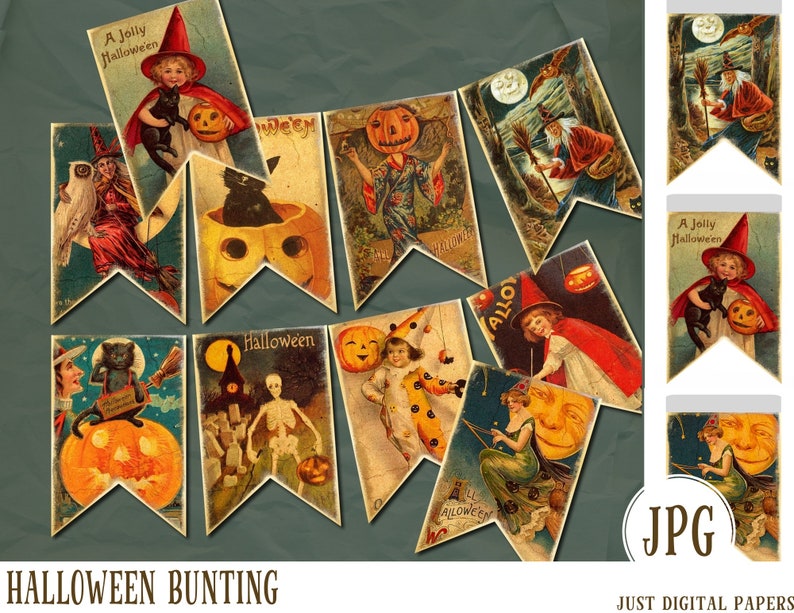 Halloween Printable Bunting Halloween Bunting Vintage - Etsy
