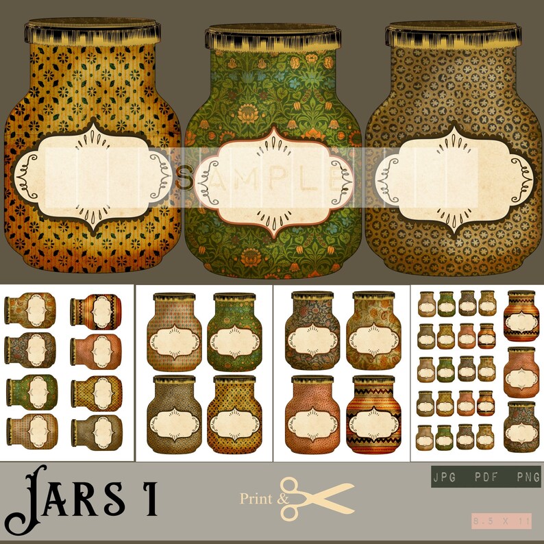 Jar Collage Sheet Jar Labels Printable Jar Jar Printable | Etsy