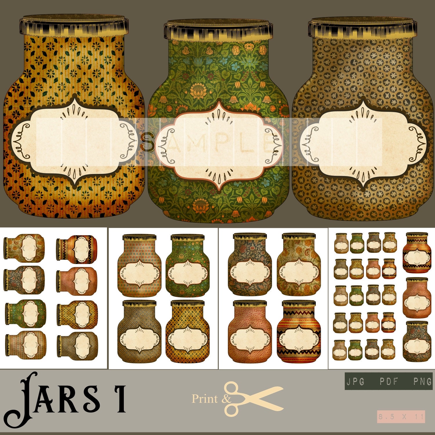 Jar Collage Sheet Jar Labels Printable Jar Jar Printable - Etsy Australia