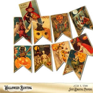 Halloween Printable Bunting Halloween Bunting Vintage - Etsy