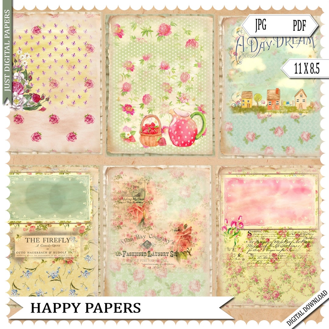 Papel de diario suave, imprimible, álbum de recortes, digital, diario ...