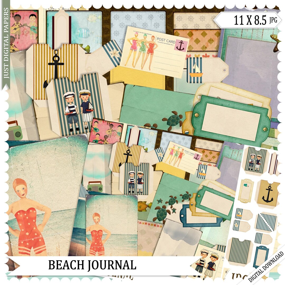 Beach Journal, Ocean Kit Printable, Scrapbook, Digital, Printable ...