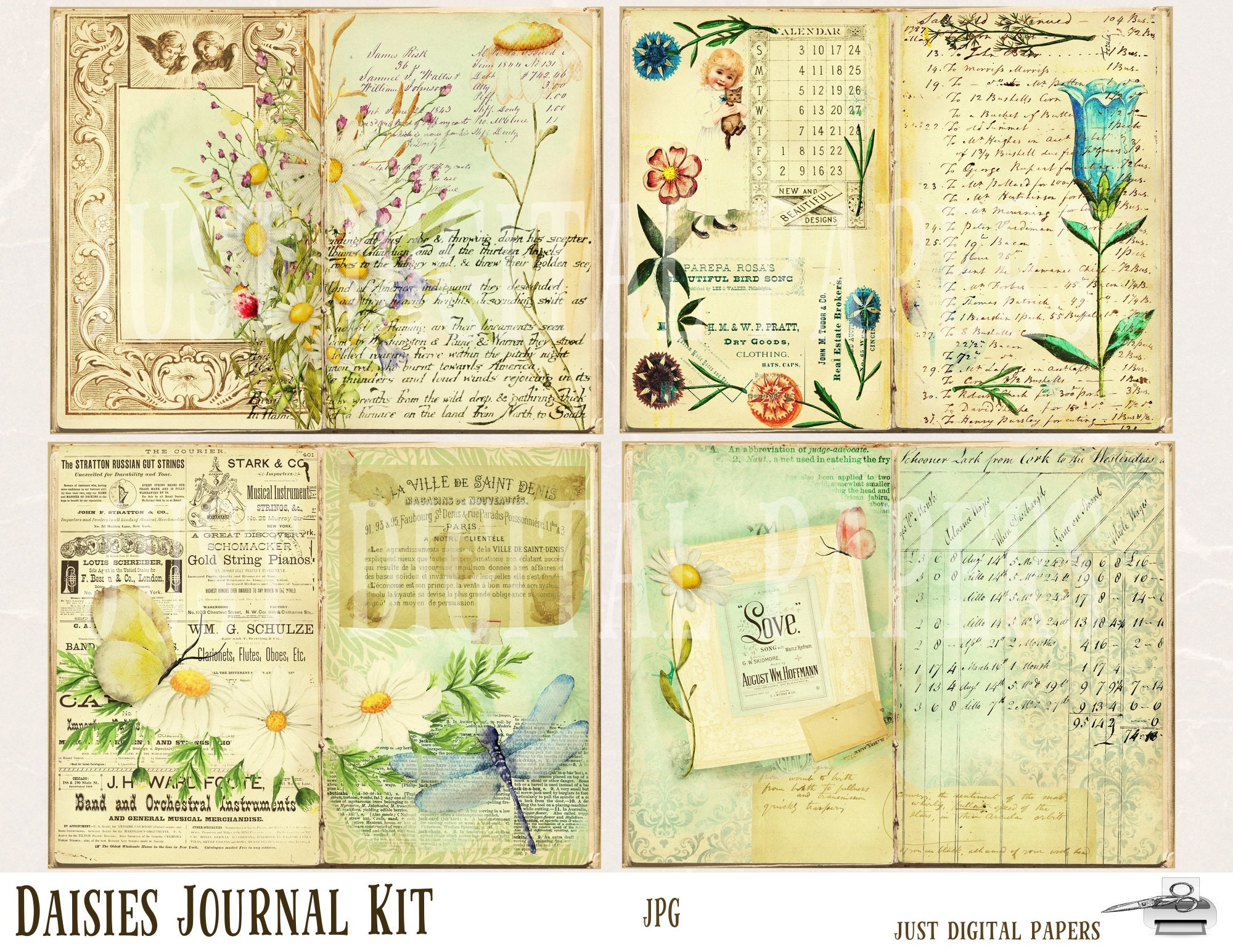 Daisy Journal Junk Journal Daisy Papers Ephemera Instant - Etsy