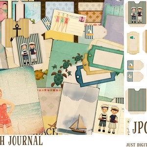 Beach Journal, Ocean Kit Printable, Scrapbook, Digital, Printable ...