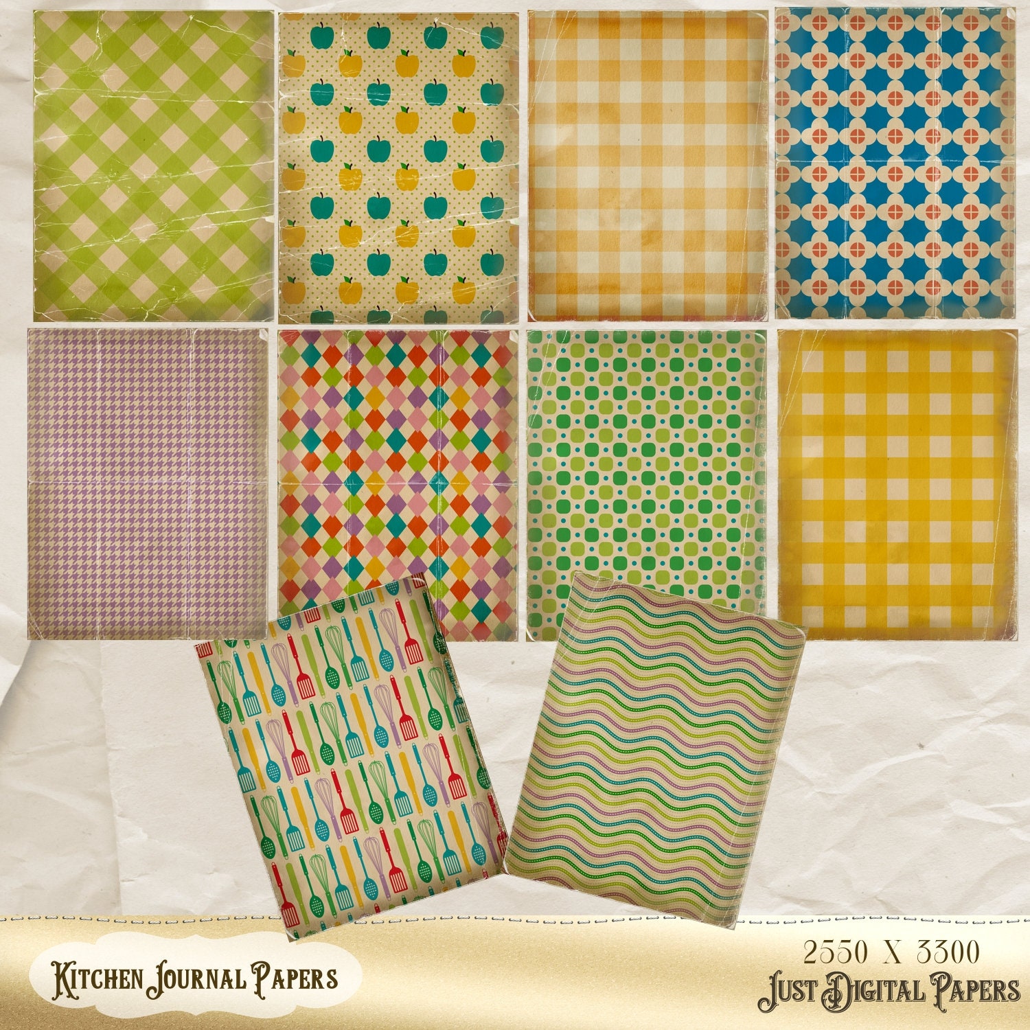 Journal Papers Kitchen Journal Kitchen Scrapbook Papers | Etsy