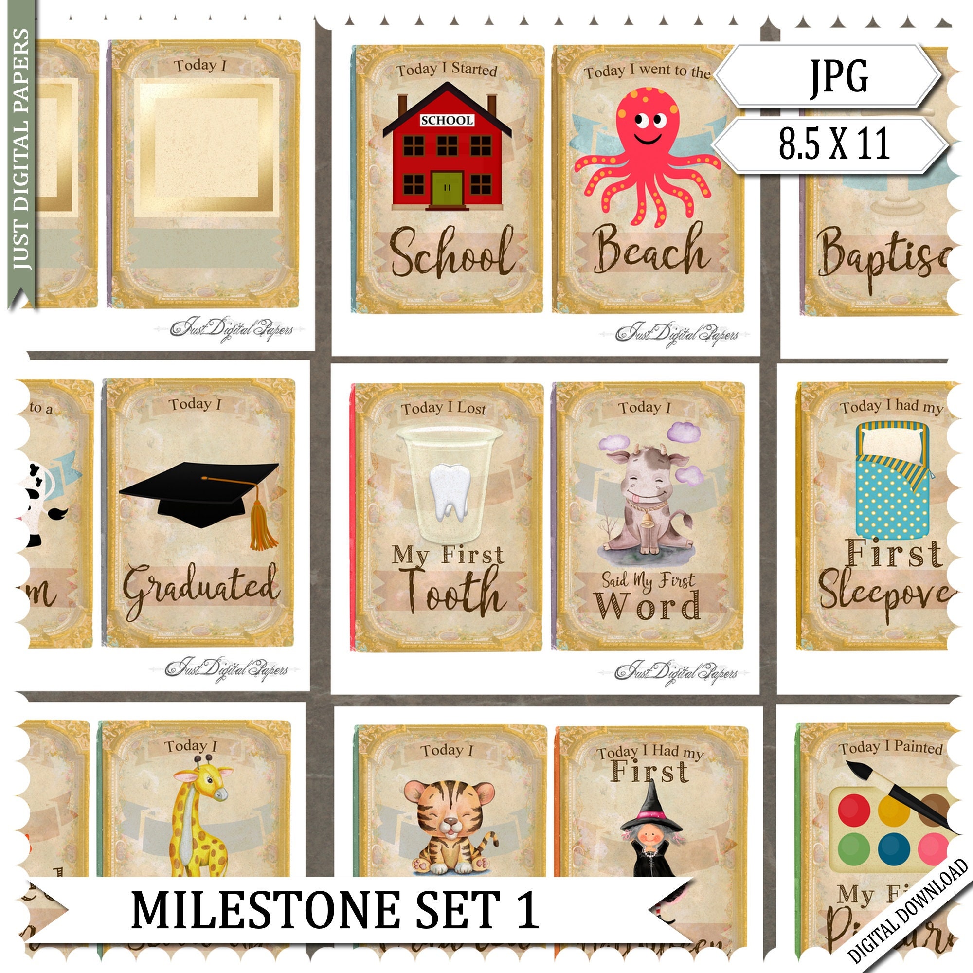 Baby Milestones, Printable, Scrapbook, Digital, Printable Journal ...