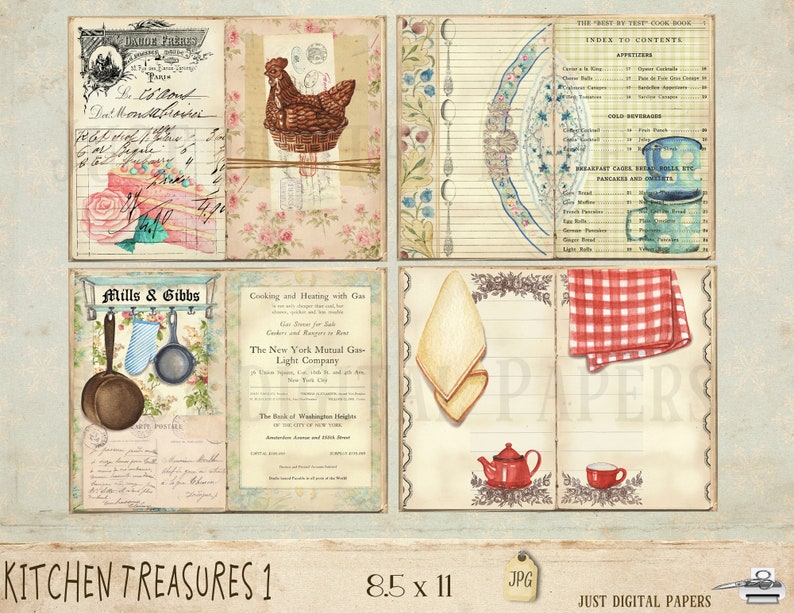 Kitchen Journal, Printable, Instant Download, Cooking Journal, Vintage ...