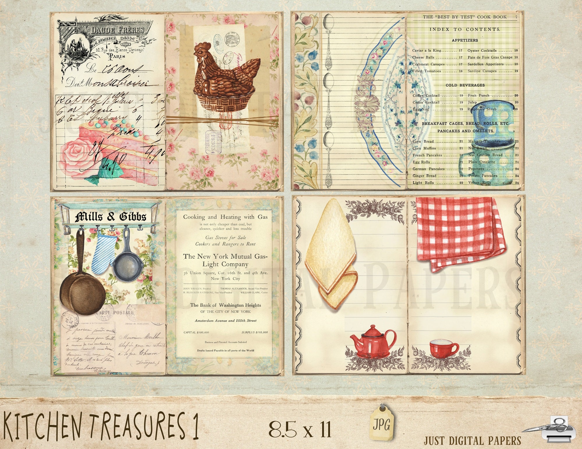 Kitchen Journal, Printable, Instant Download, Cooking Journal, Vintage ...