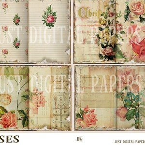 Rose Journal, Flower Journal, Garden Journal, Romance Scrapbook, Papers ...