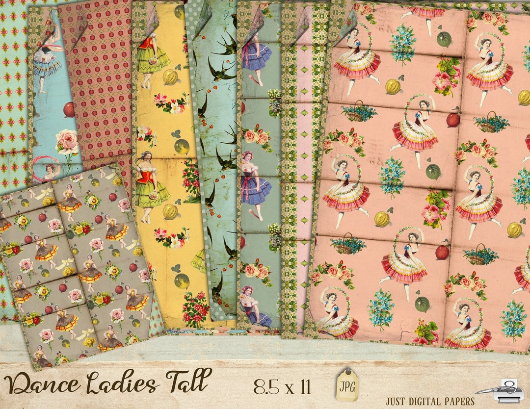 Retro Dance Papers, Ladies Papers, Journal Papers, Flower Papers ...