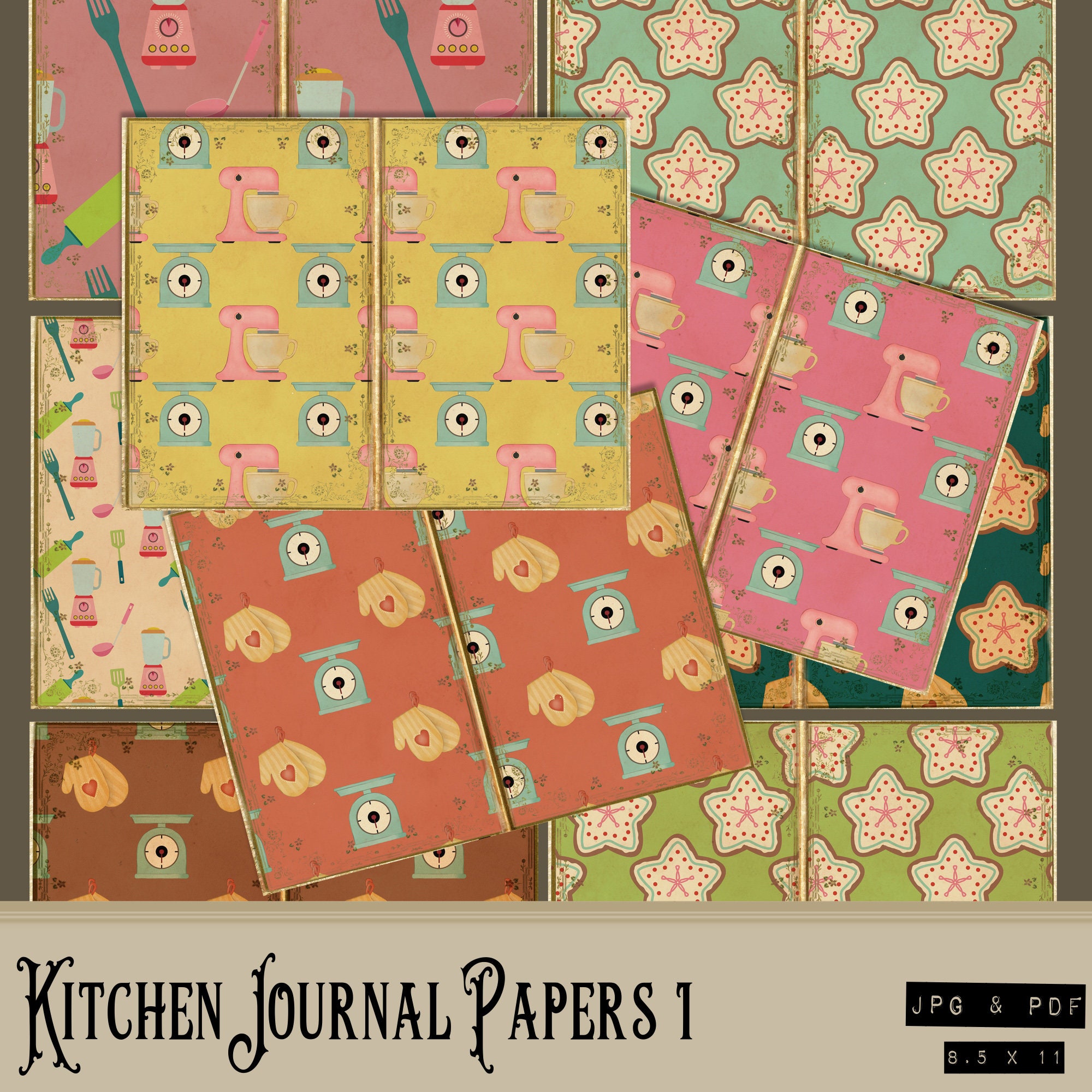 Kitchen papers Journal Papers Cooking papers Ephemera | Etsy