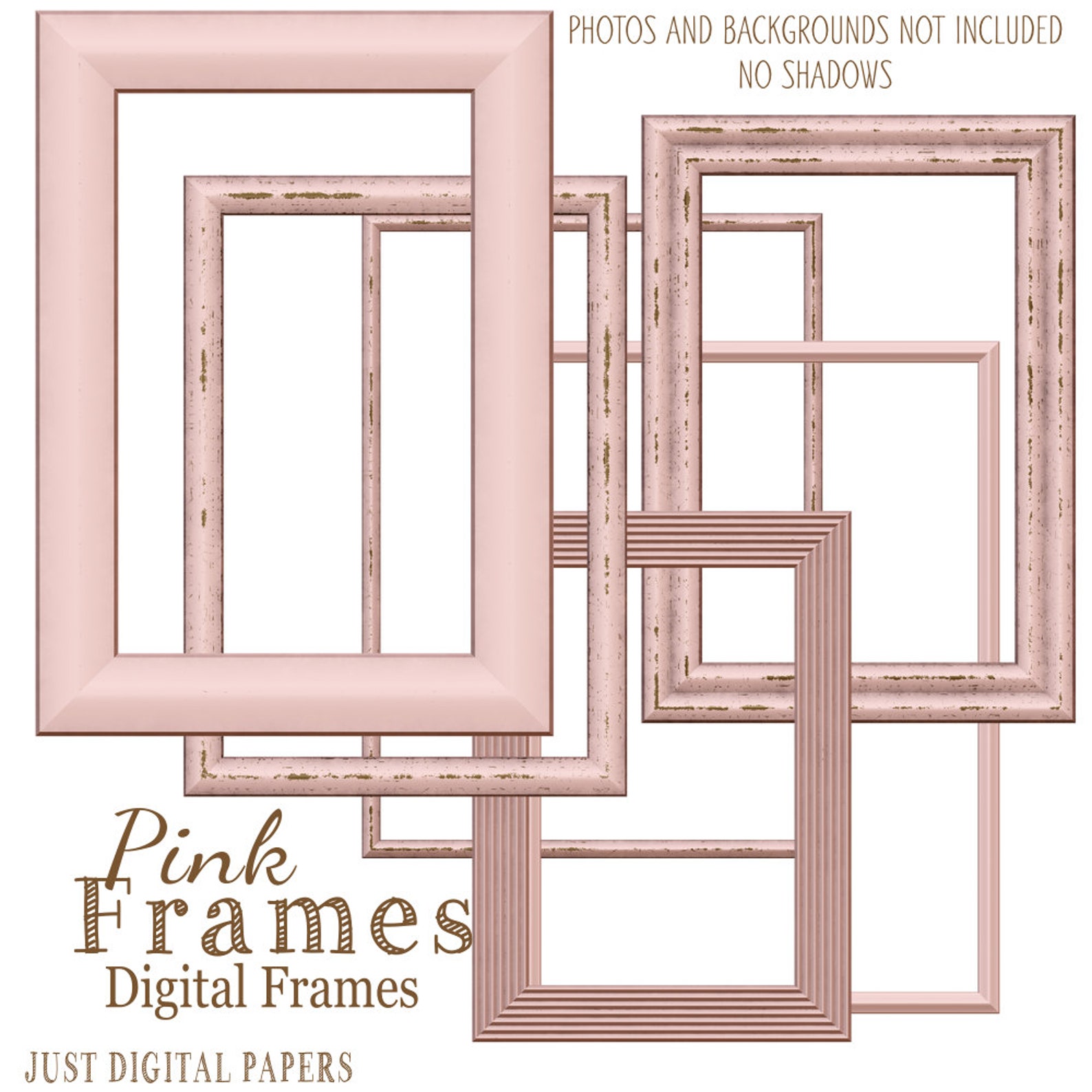 Pink Wood Frames Digital Frames Psd Frames Scrapbook | Etsy Australia