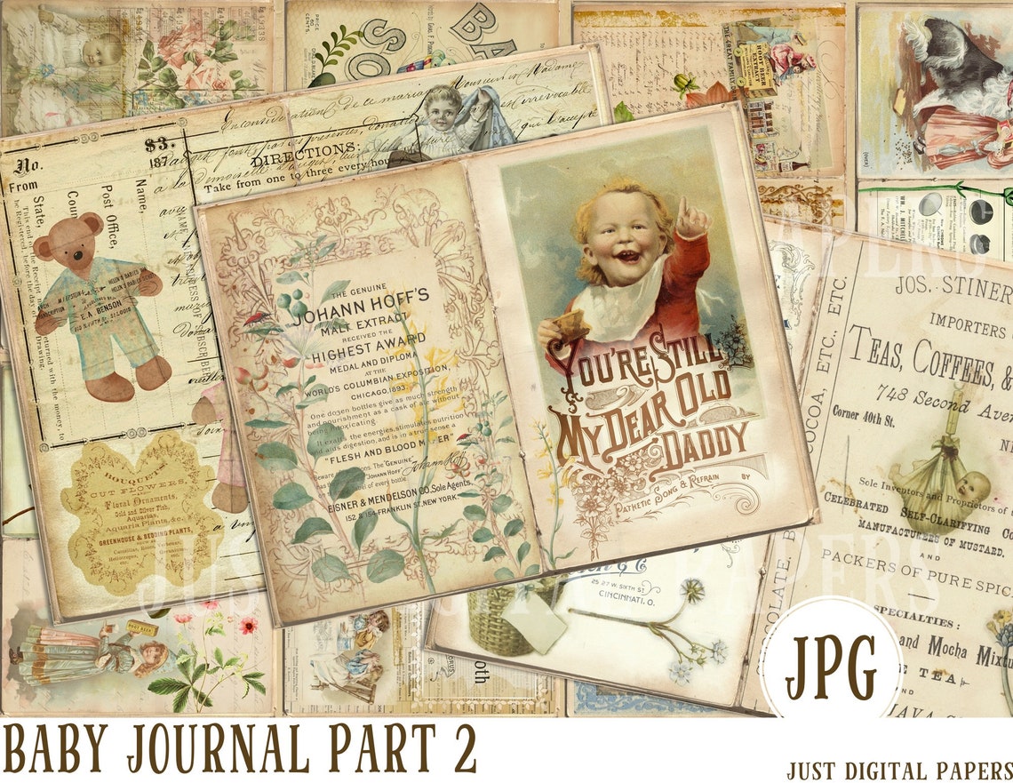 Baby Journal Junk Journal Baby Papers Ephemera Instant - Etsy Australia