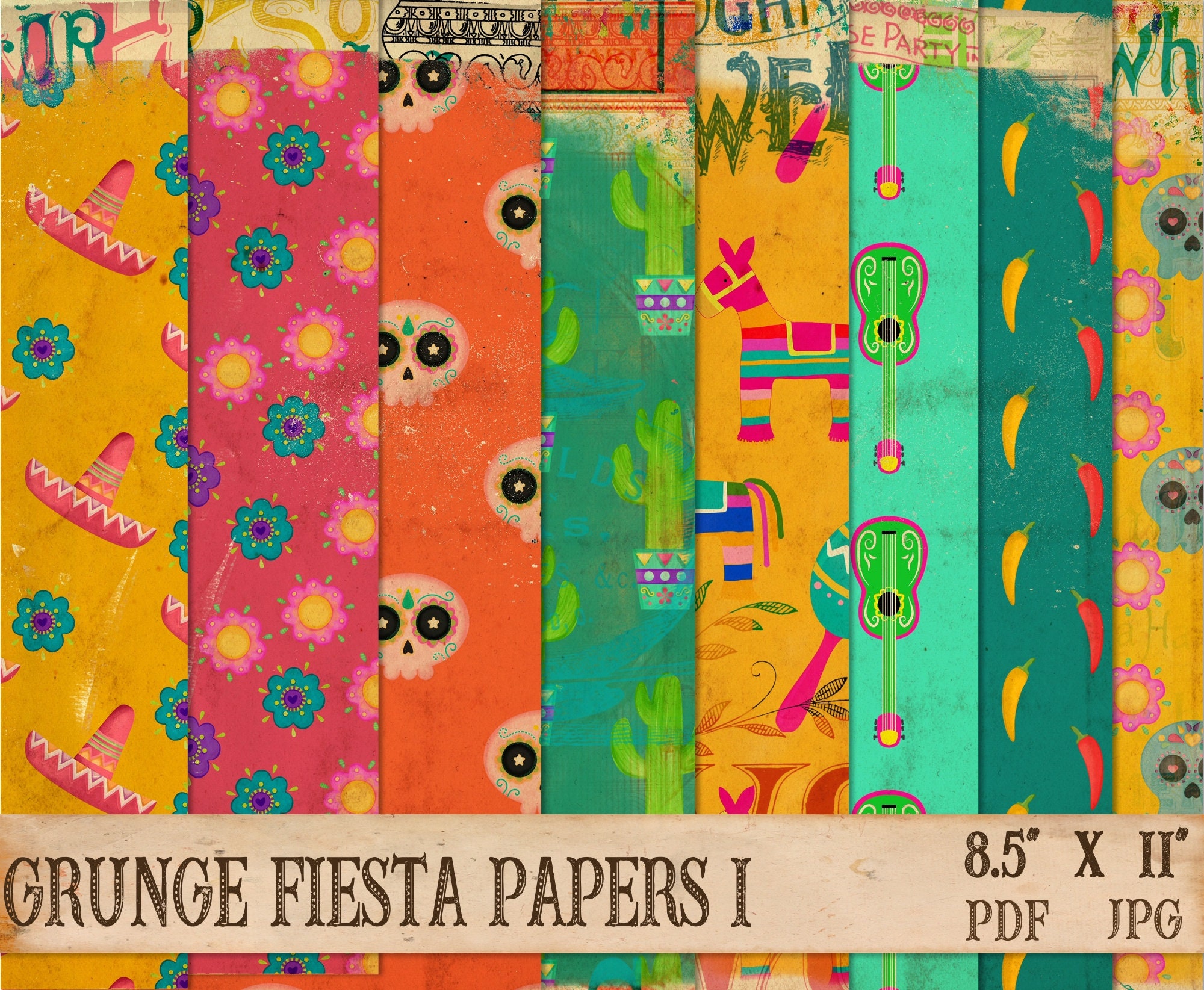 Grunge Fiesta Paper: Scrapbook & Journal Textures (digital Download) - Etsy