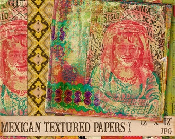 Mexican Fiesta Paper: Textured Scrapbook Ephemera (digital Download) - Etsy