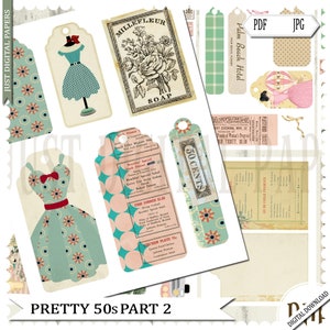 50s Papers, Retro Papers, Ephemera, Instant Download, Part 2, Pretty 50 ...