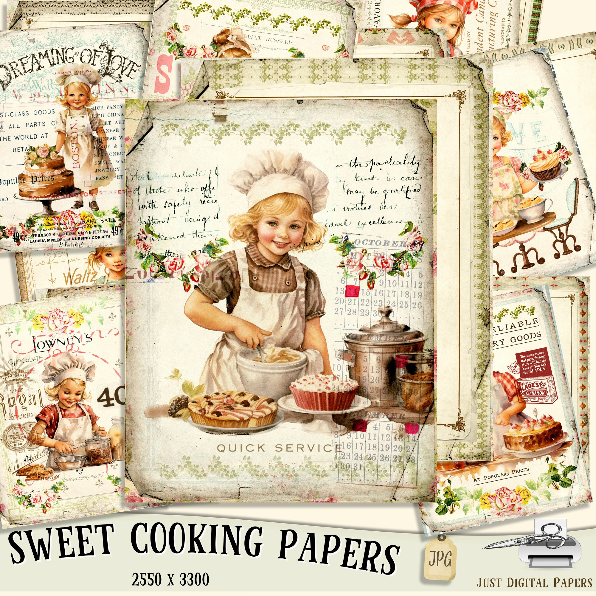 Sweet Girls Kitchen Papers: Printable Cooking Journal (digital Download ...