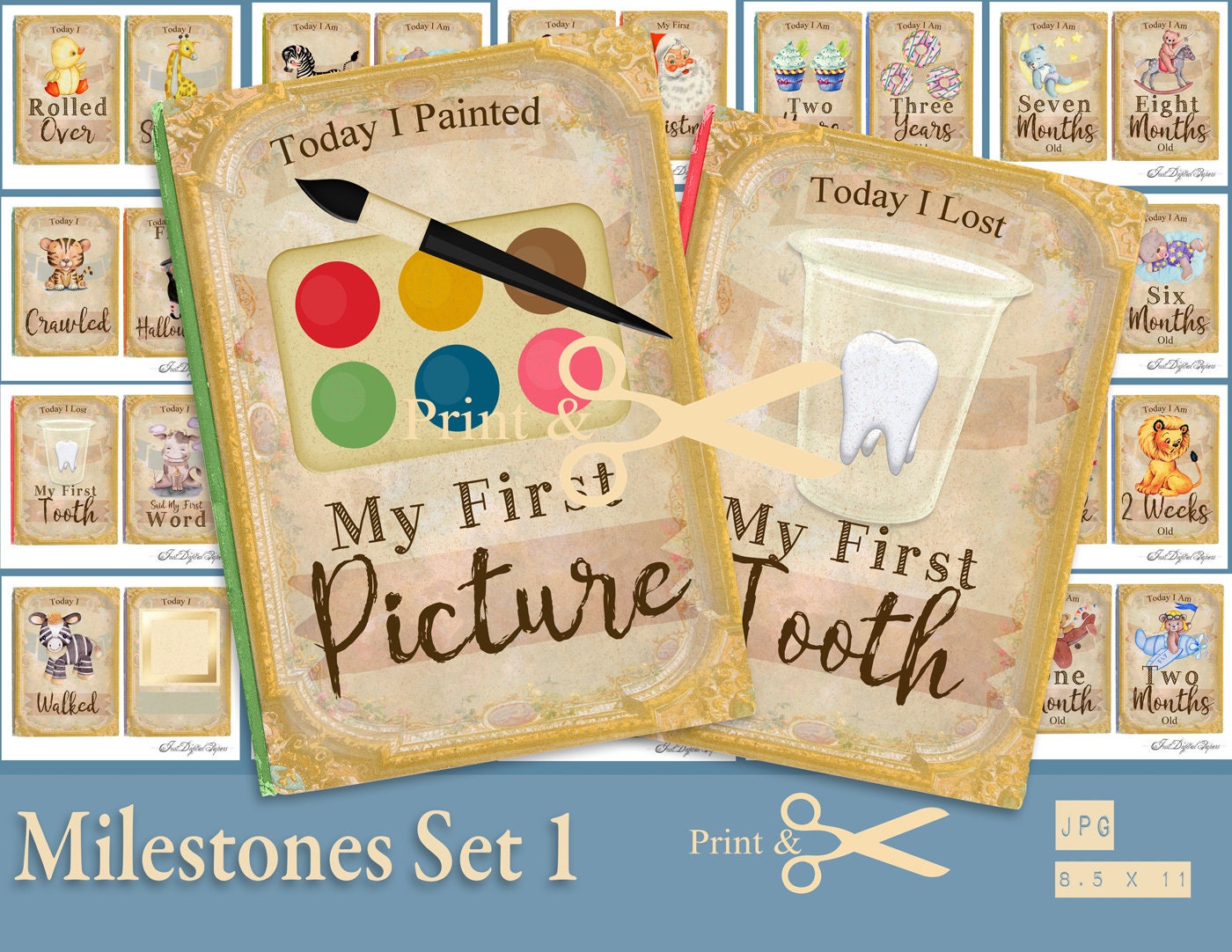 Baby Milestones, Printable, Scrapbook, Digital, Printable Journal ...