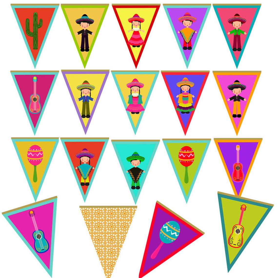 Mexican Bunting, Fiesta Bunting, Party Bunting, Festival Bunting ...