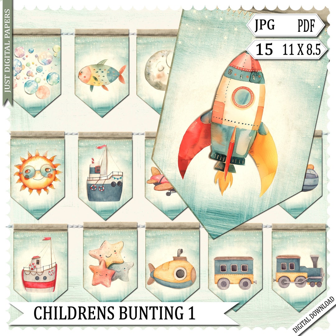 Children's Bunting, Shop Bunting, Craft Bunting, Blue Bunting, Toy ...