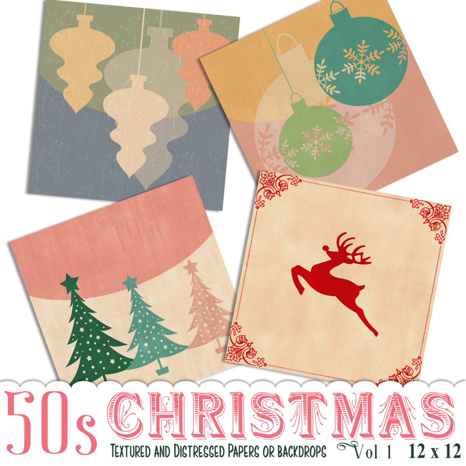 50s Christmas Papers Vintage Christmas Photo Backdrop - Etsy Australia