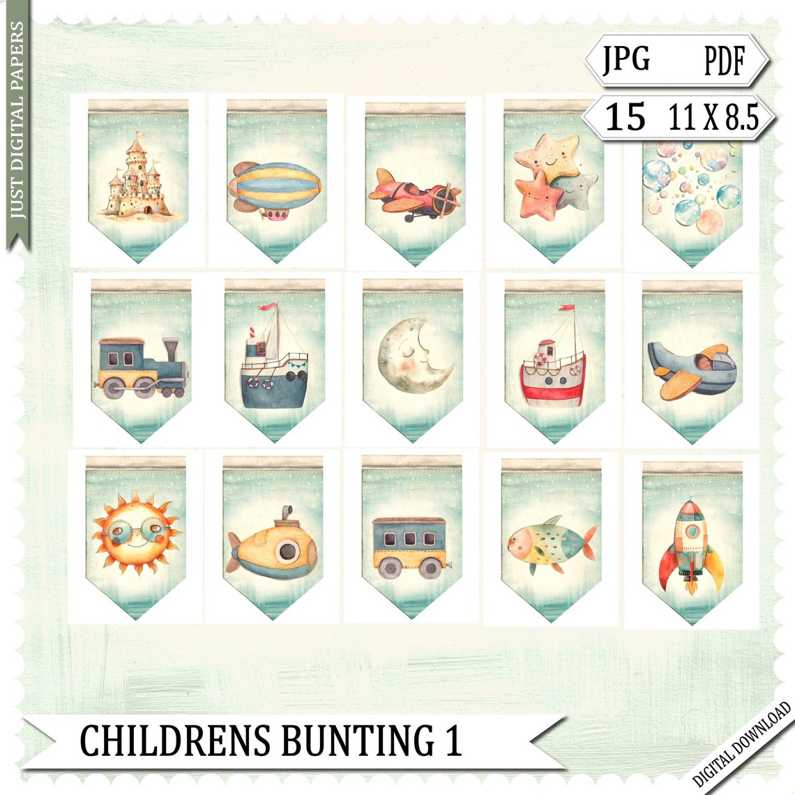 Children's Bunting, Shop Bunting, Craft Bunting, Blue Bunting, Toy ...