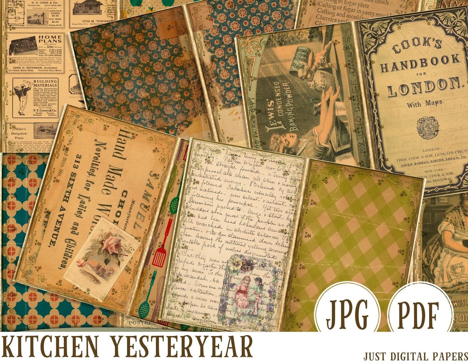 Journal Papers Kitchen Journal Kitchen Scrapbook Papers - Etsy Australia