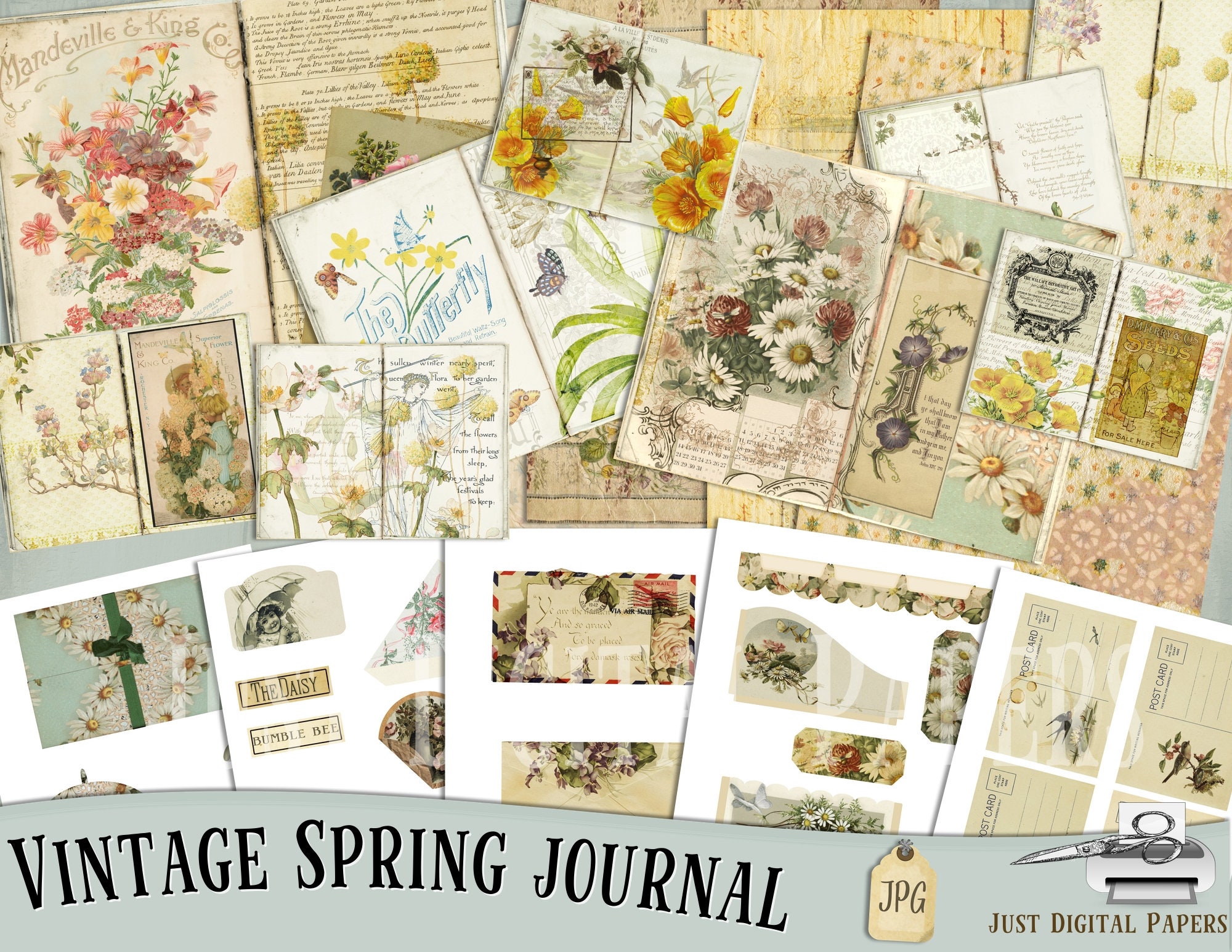 Spring Journal Printable Scrapbook Digital Journal Junk - Etsy Australia