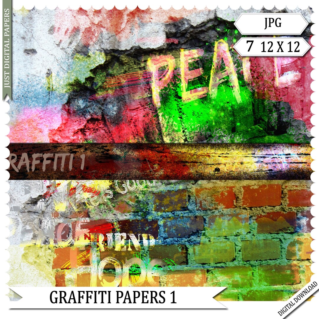 Graffiti Grunge Papers: Brick Wall Texture, City Design (digital ...
