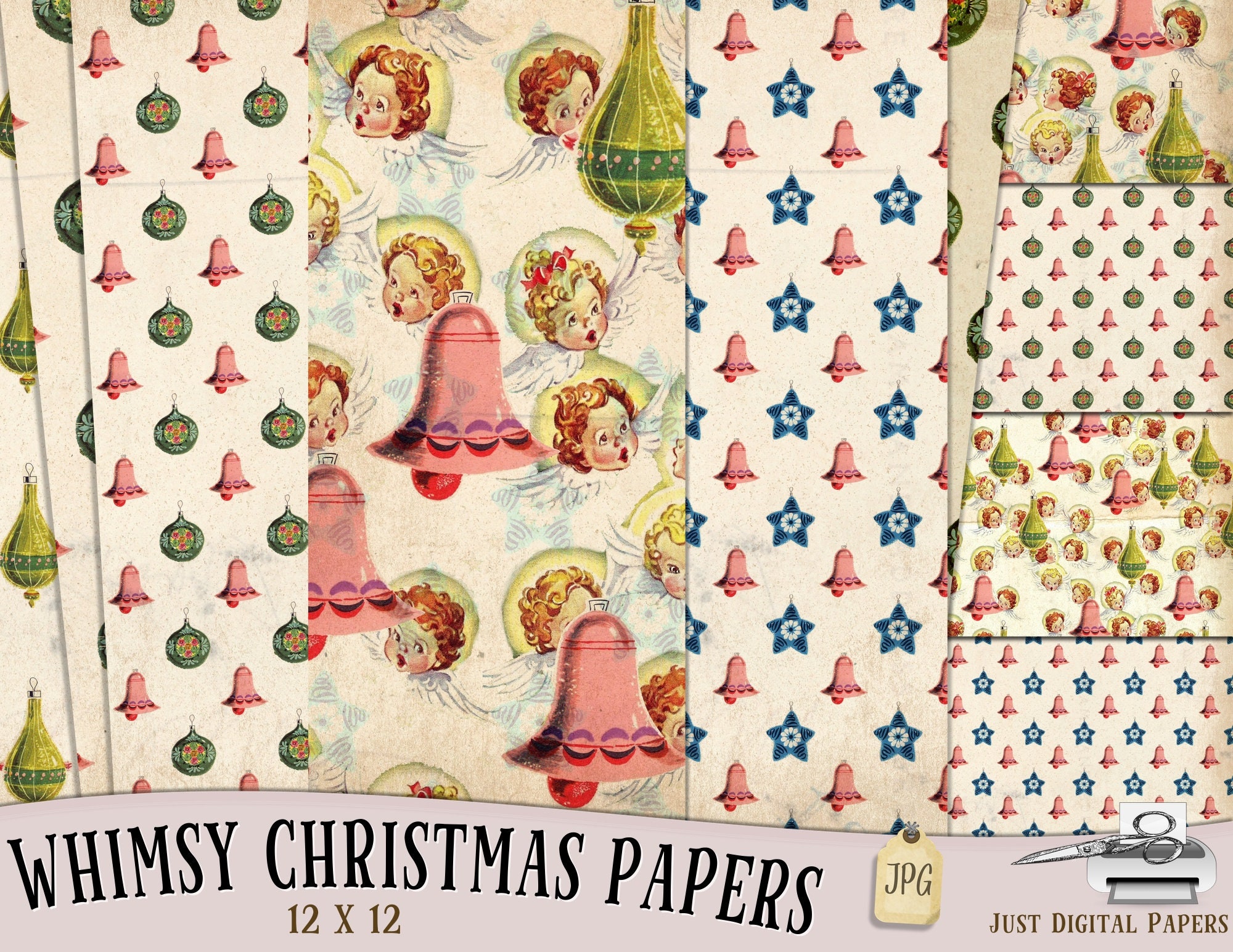 Christmas Papers, Pastel Christmas, Christmas Paper, Instant Download ...