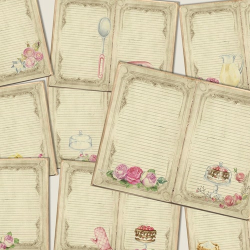DIGITAL Vintage Cook Book Pages Printable Recipe Journal - Etsy
