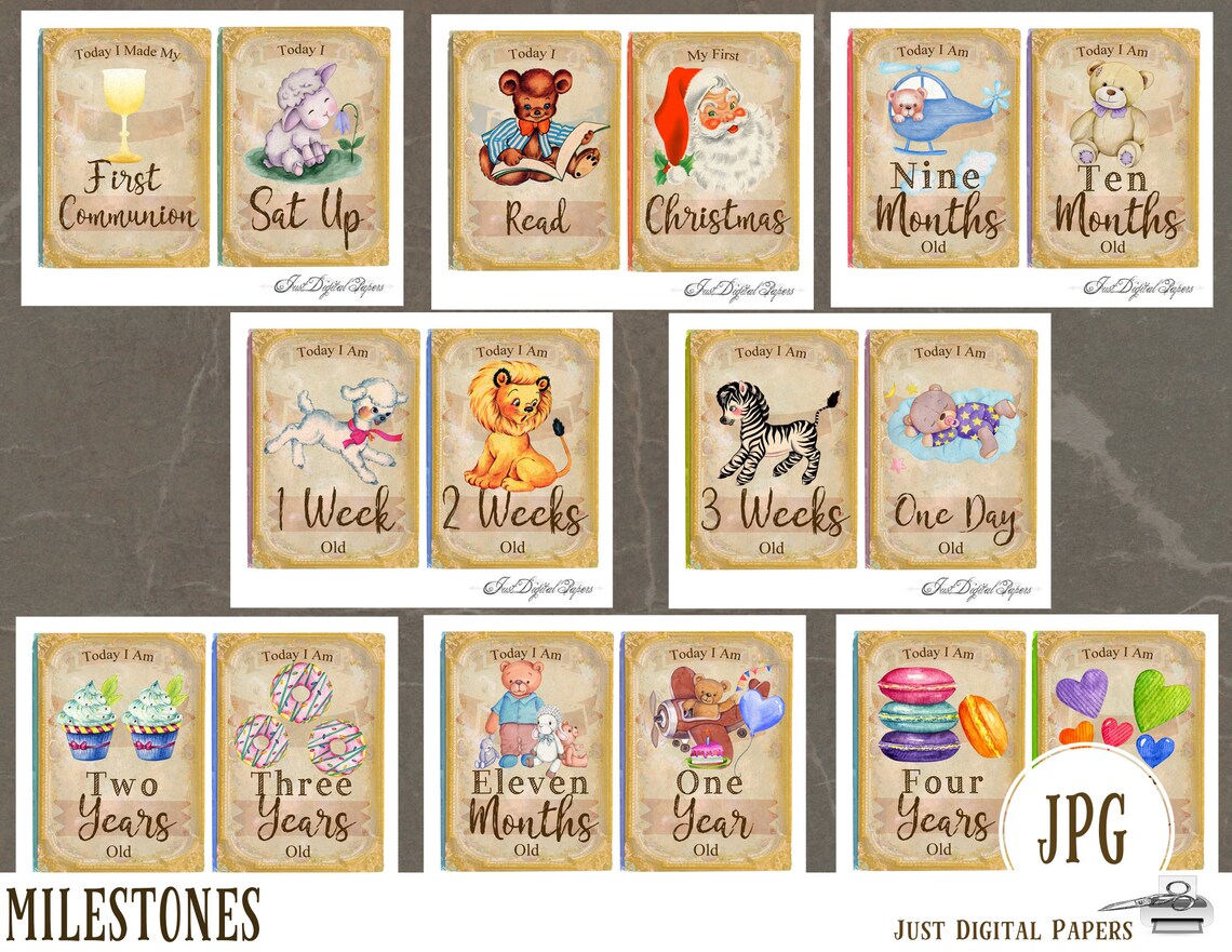 Baby Milestones, Printable, Scrapbook, Digital, Printable Journal ...